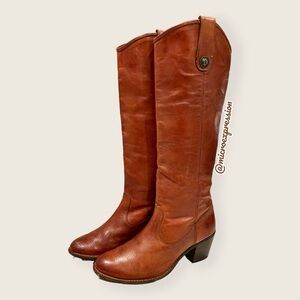 Frye | Shoes | Frye Jackie Button Tall Brown Leather Heeled Boot | Poshmark
